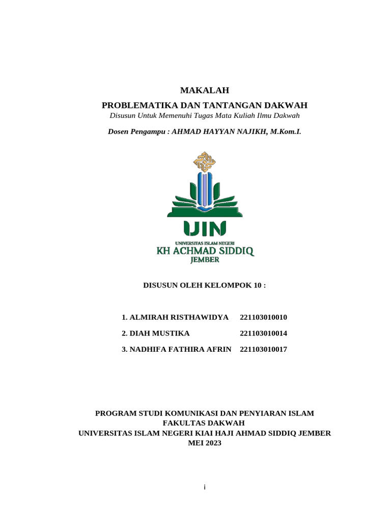 Makalah Problematika Dan Tantangan Dakwah | PDF