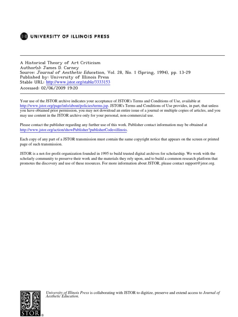 A Historical Theory of Art Criticism | PDF | Aesthetics | Art Criticism