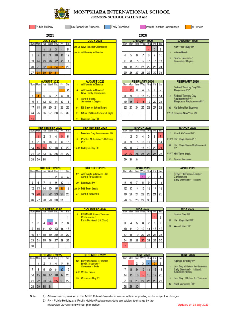 2025 2026 M Kis School Calendar At A Glance Pdf Observances Malaysia