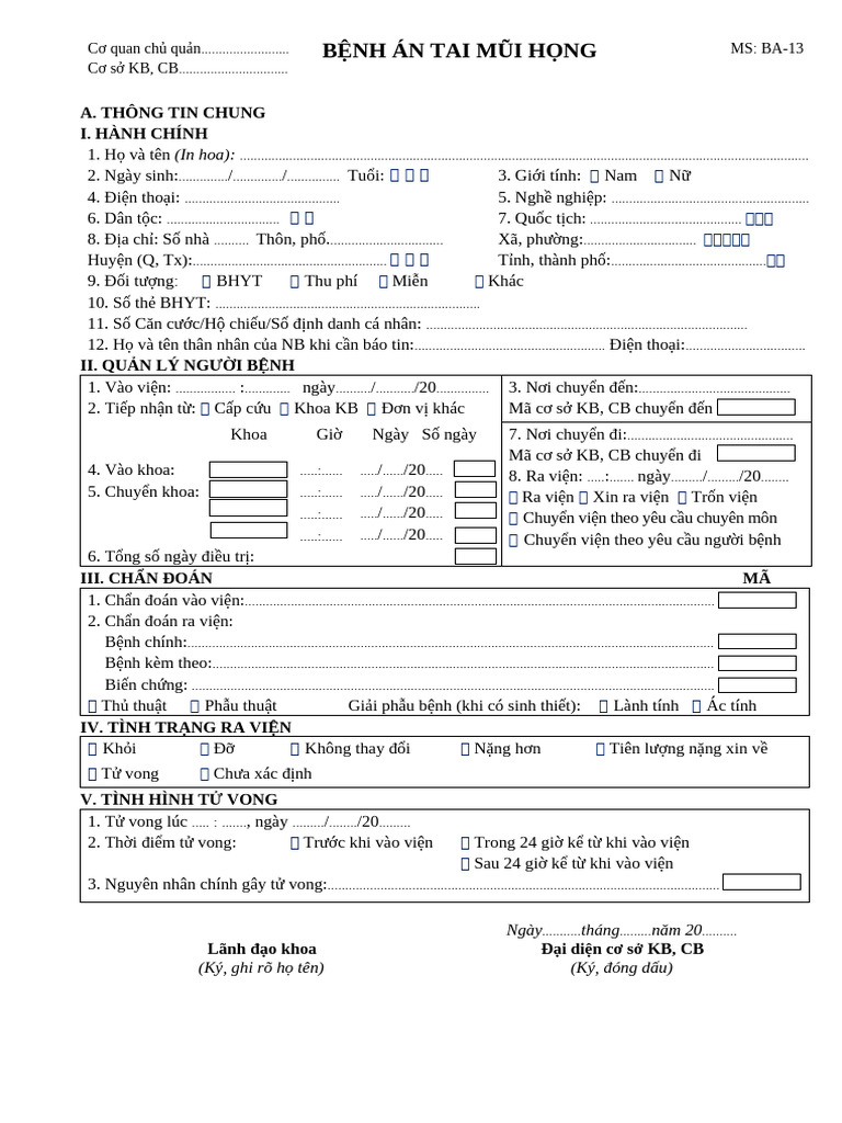BA-13. Benh An TMH | PDF