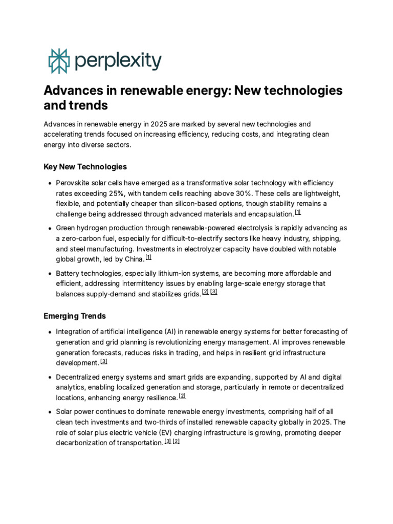 Advances in Renewable Energy - New Technologies and | PDF | Renewable ...