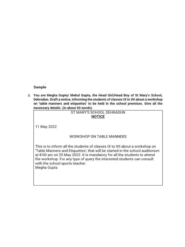 Notice Writing Guidelines and Examples | PDF