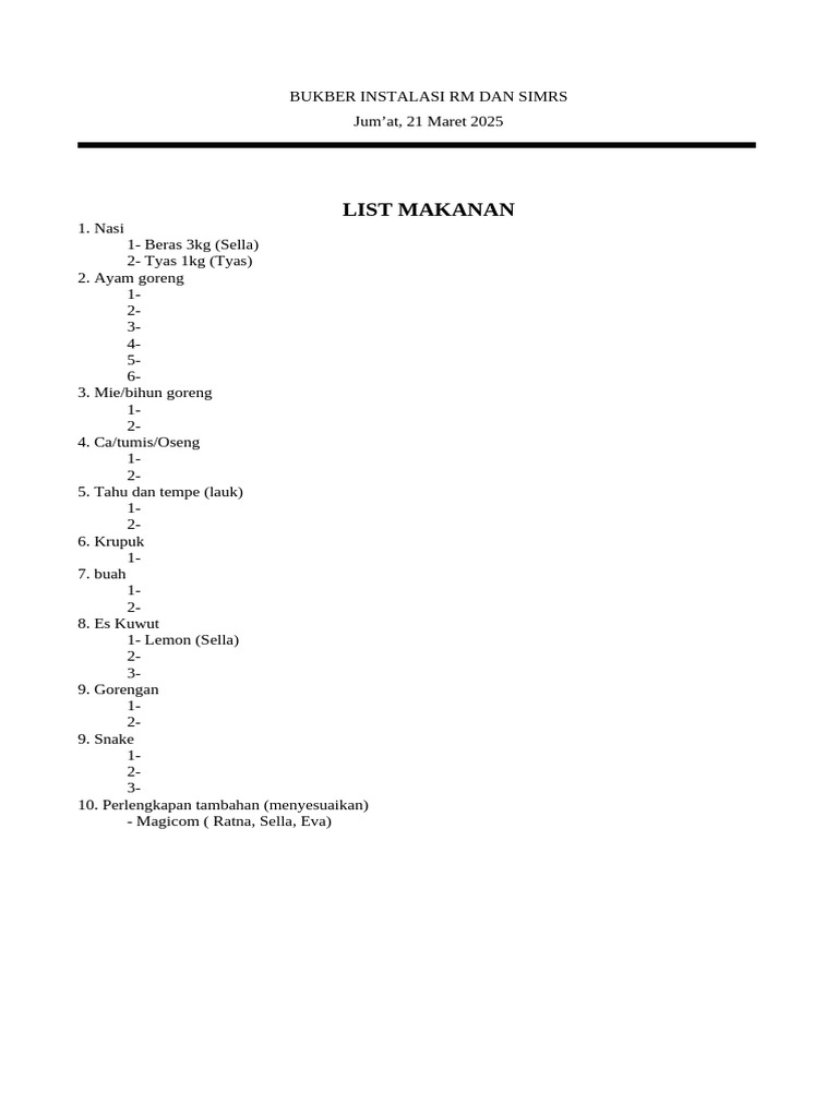 Bukber 2025 | PDF