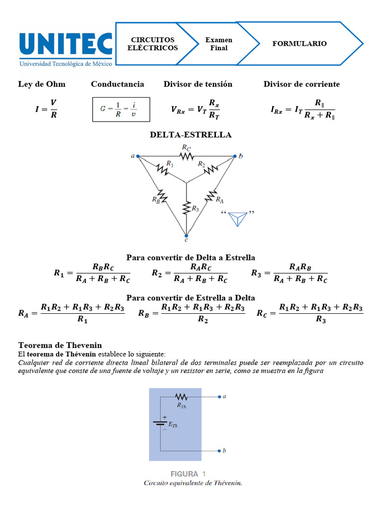 Formulario Circuitos Eléctricos Final | PDF