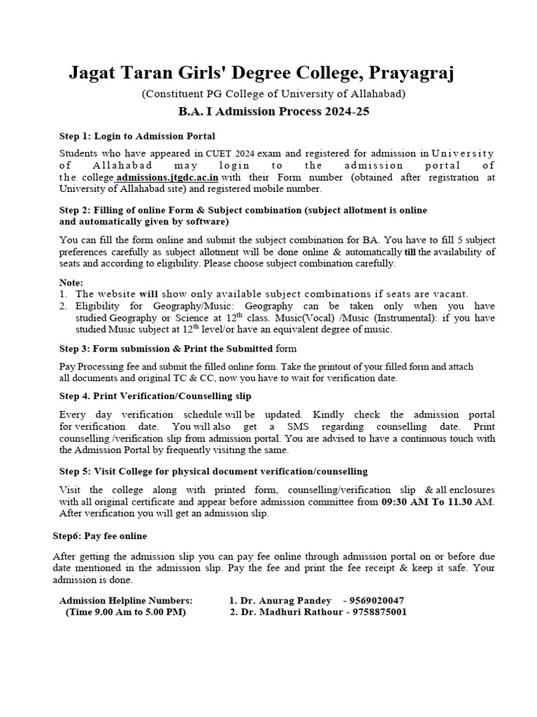 Online Admission Process 2024 | PDF