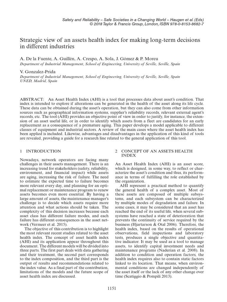 Strategic View of An Asset Health Index (AHI) | PDF | Information ...