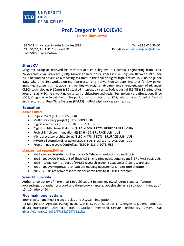 CV Milojevic Dragomir | PDF | Electrical Engineering | Electronic Design