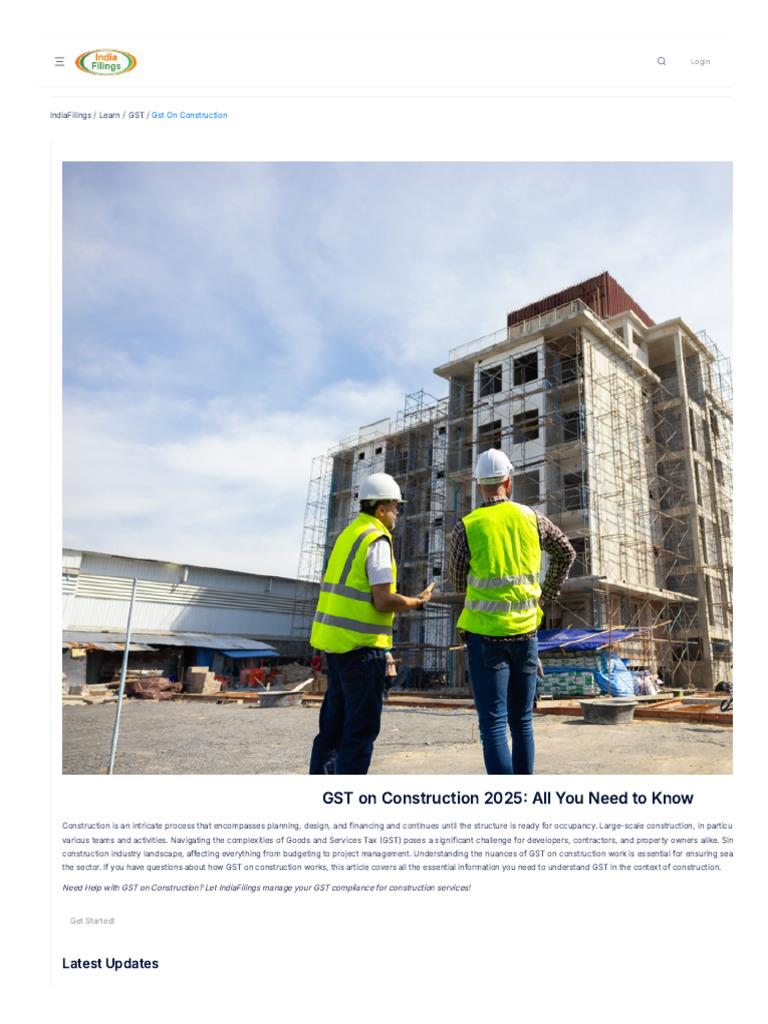 GST Rates for Construction Services | PDF | Value Added Tax | Taxes