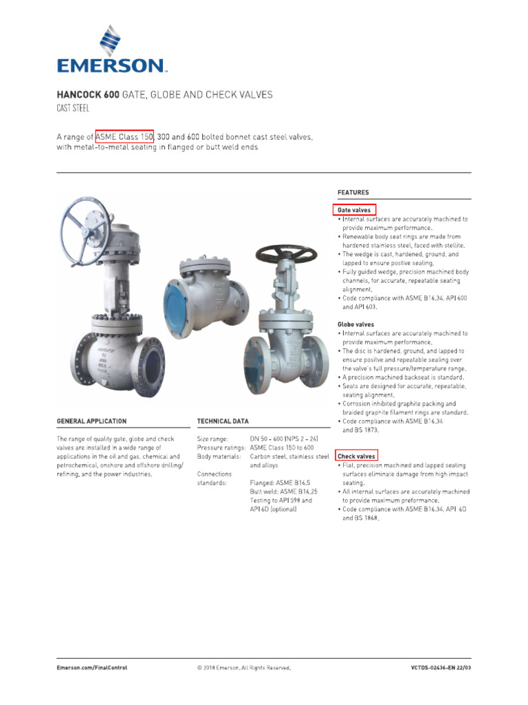 Hancock - Gate & Check Valve - Datasheet | PDF