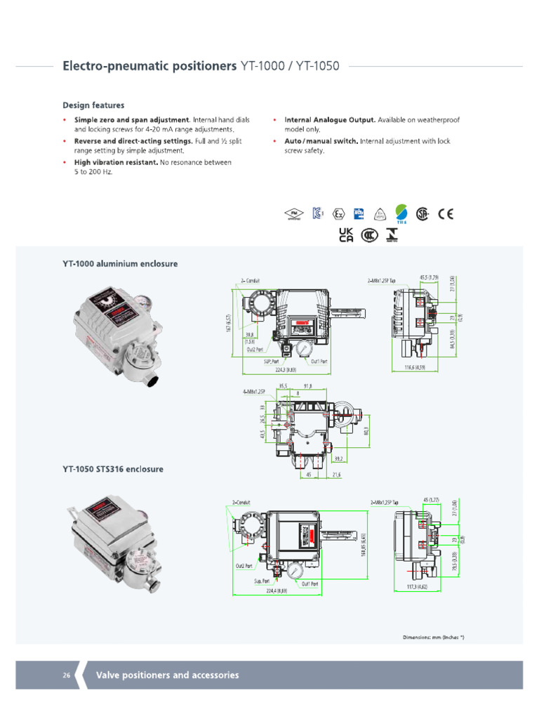 Electro Pneumatic Positioner - Rotork YT 1000 | PDF