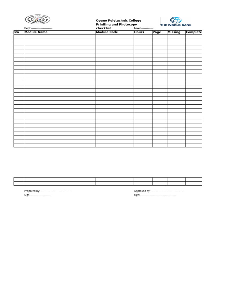 Printing and Photocopy Checklist | PDF