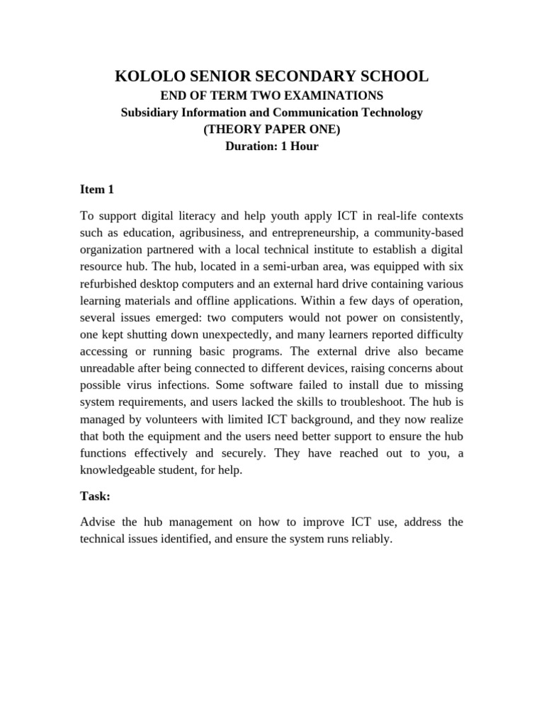Ict 1 Senior Five Eot2 | PDF
