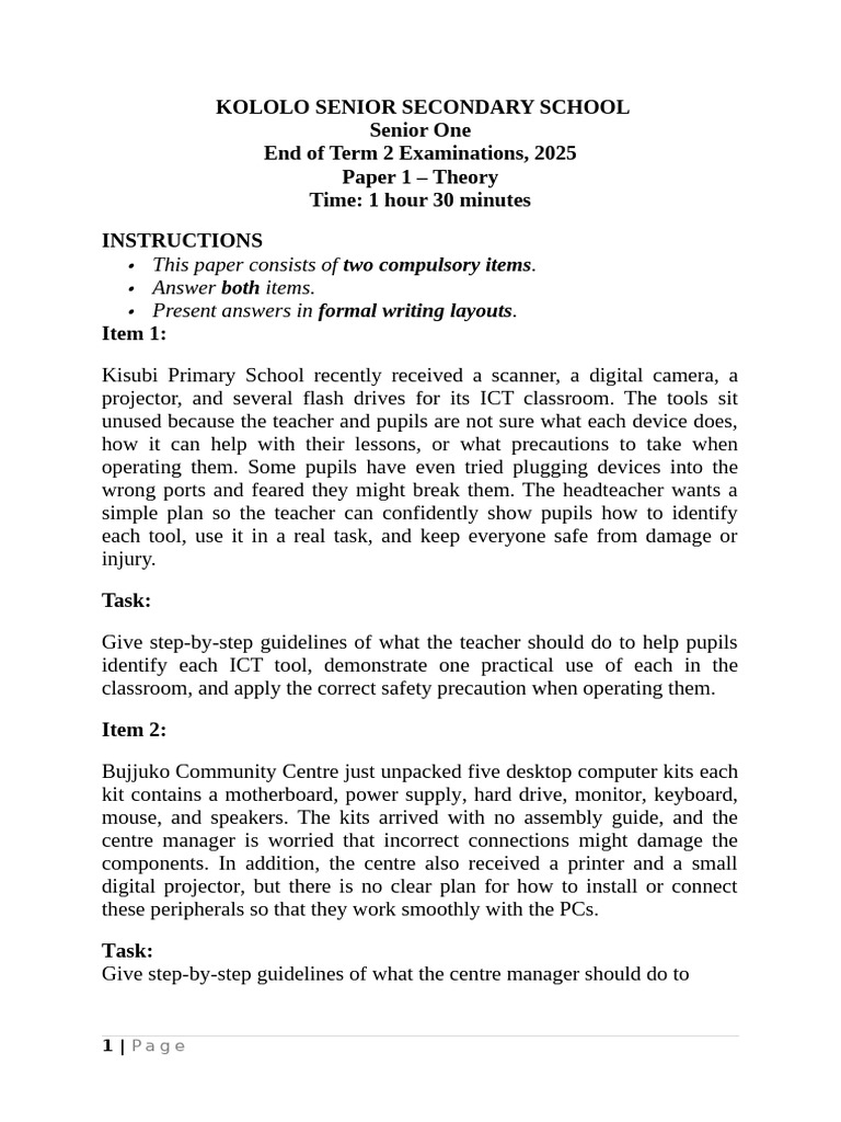 Ict Eot-2 Senior One | PDF