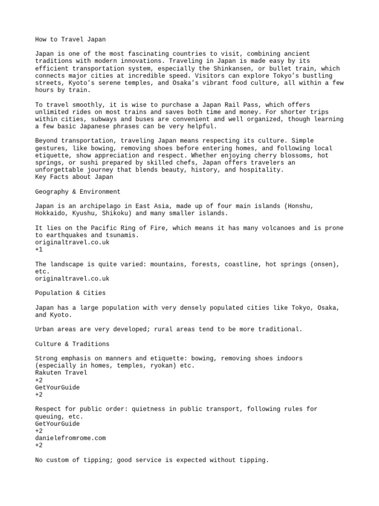 Research Project About Travel To Japan | PDF | Japan