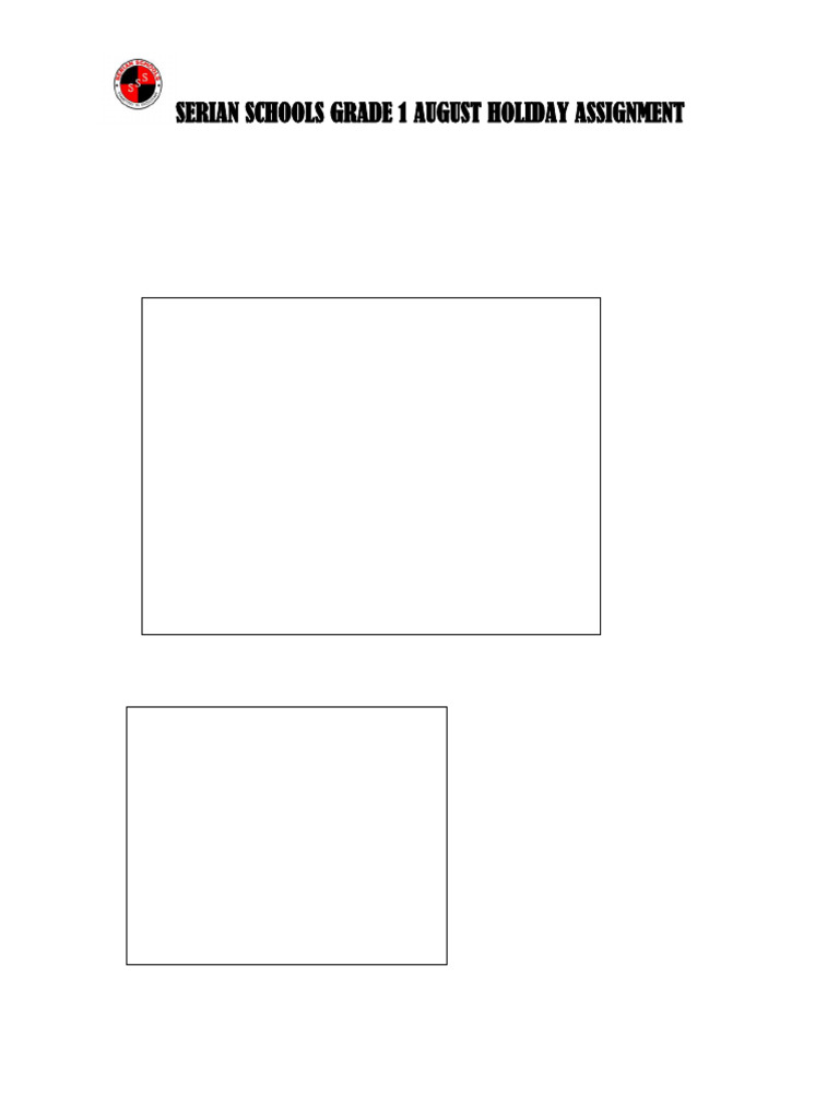 Grade 1 August Holiday Assignment | PDF