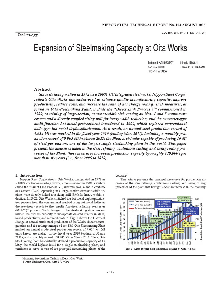 Oita Works Steelmaking Capacity Expansion | PDF | Metals | Industrial ...
