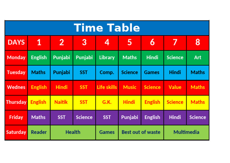 Time Table 1 | PDF