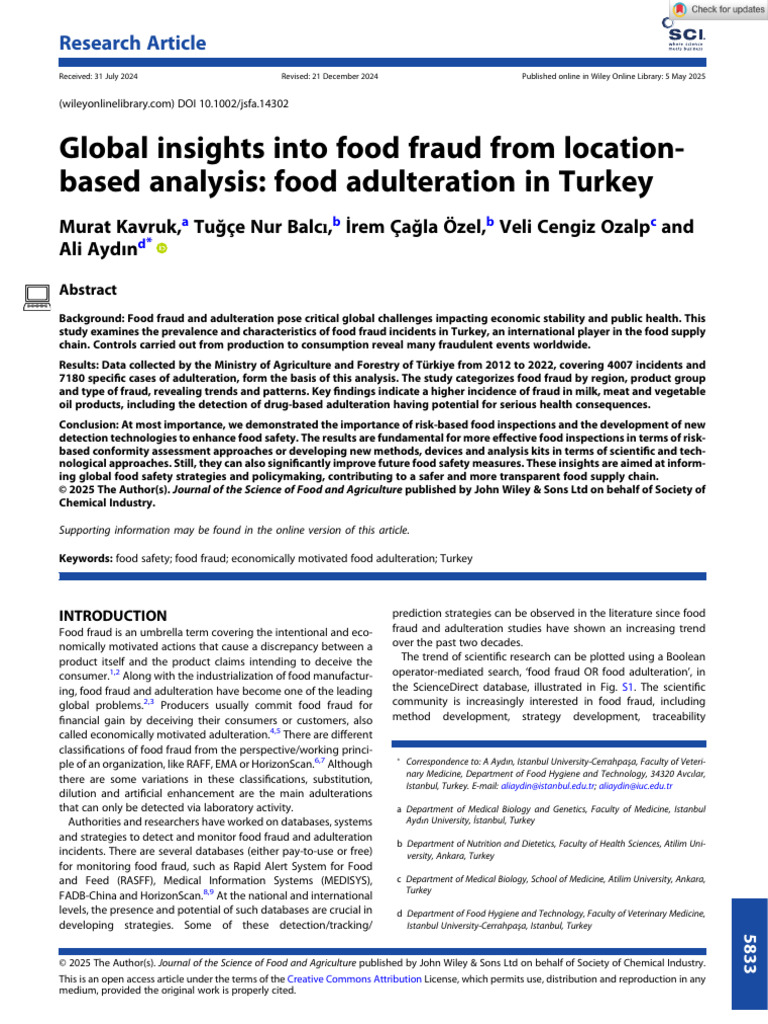 Food Fraud Analysis in Turkey (2012-2022) | PDF | Drink | Food Safety
