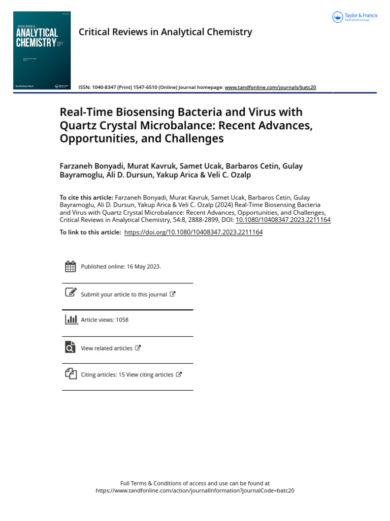 Real-Time QCM Biosensing for Pathogens | PDF | Biosensor | Microfluidics