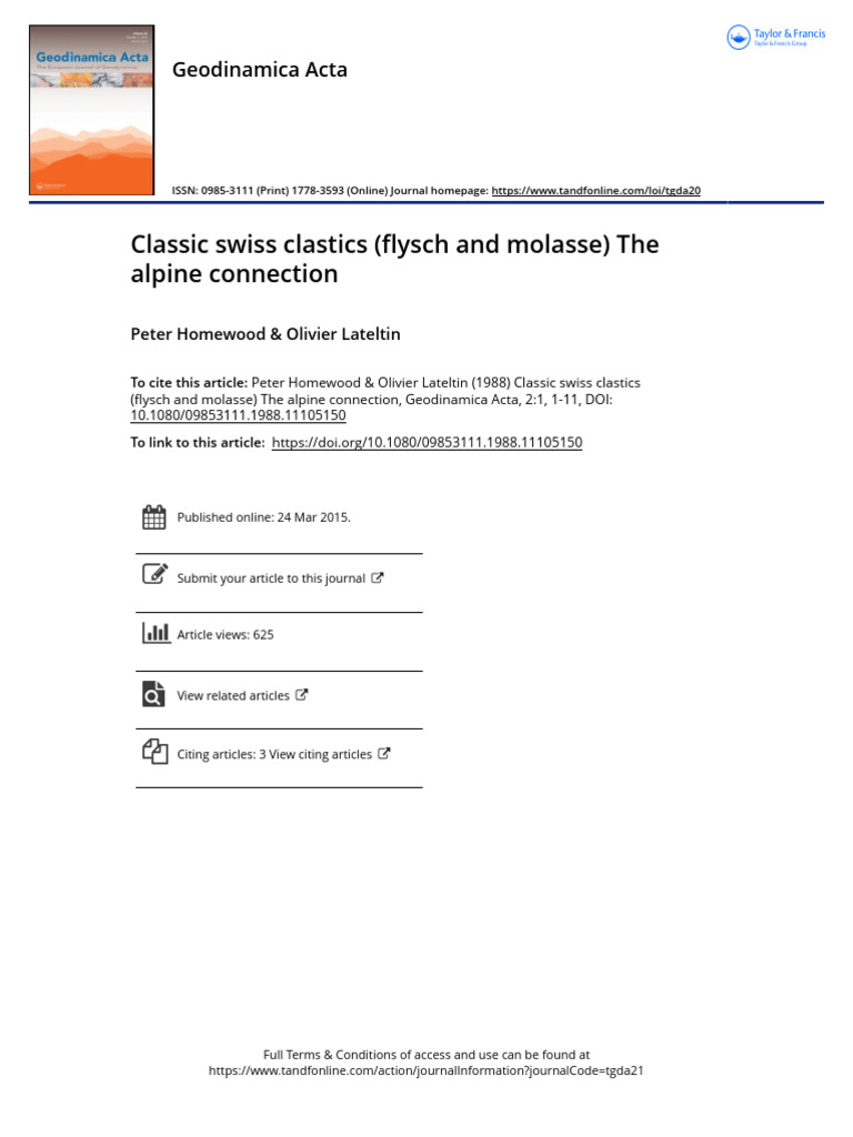 Classic Swiss Clastics Flysch and Molasse The Alpine Connection | PDF ...