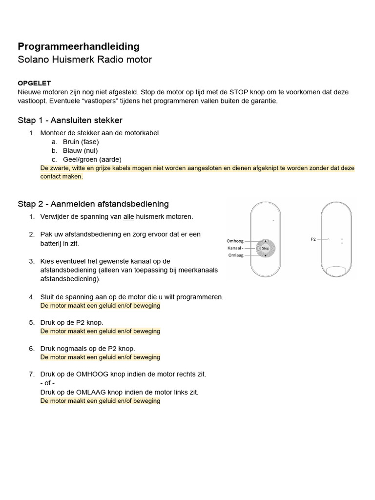 Programmeerhandleiding Huismerk Radio Motor | PDF