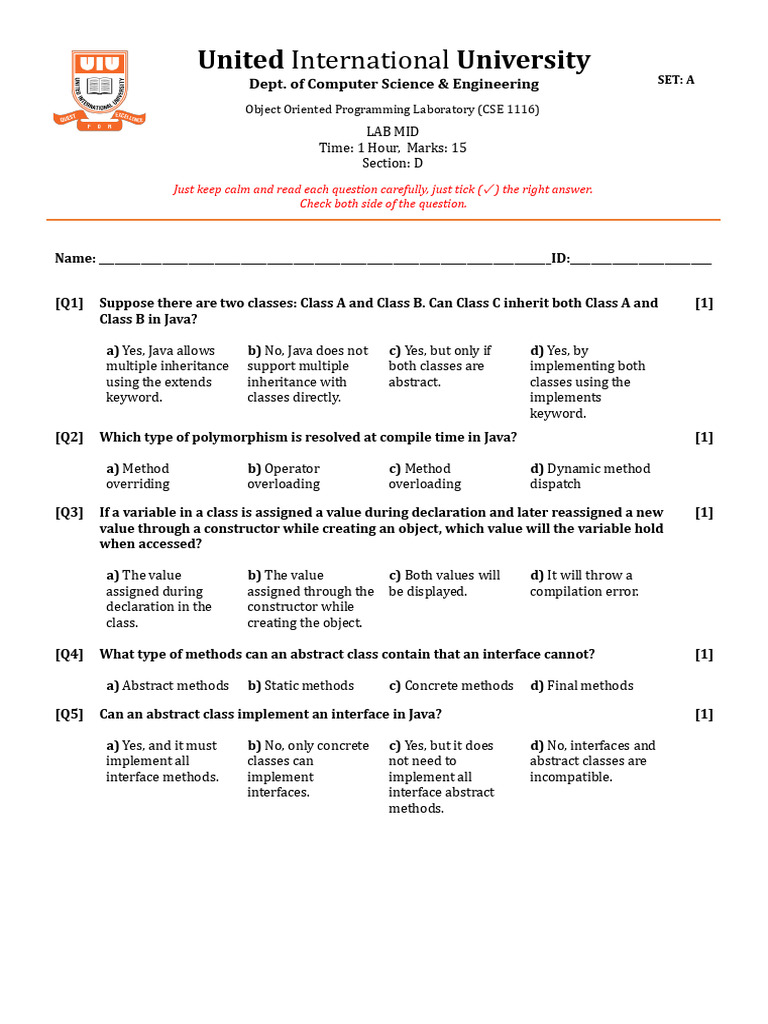 Mid Term Question 243 Cse1116 D Mehq Pdf Method Computer