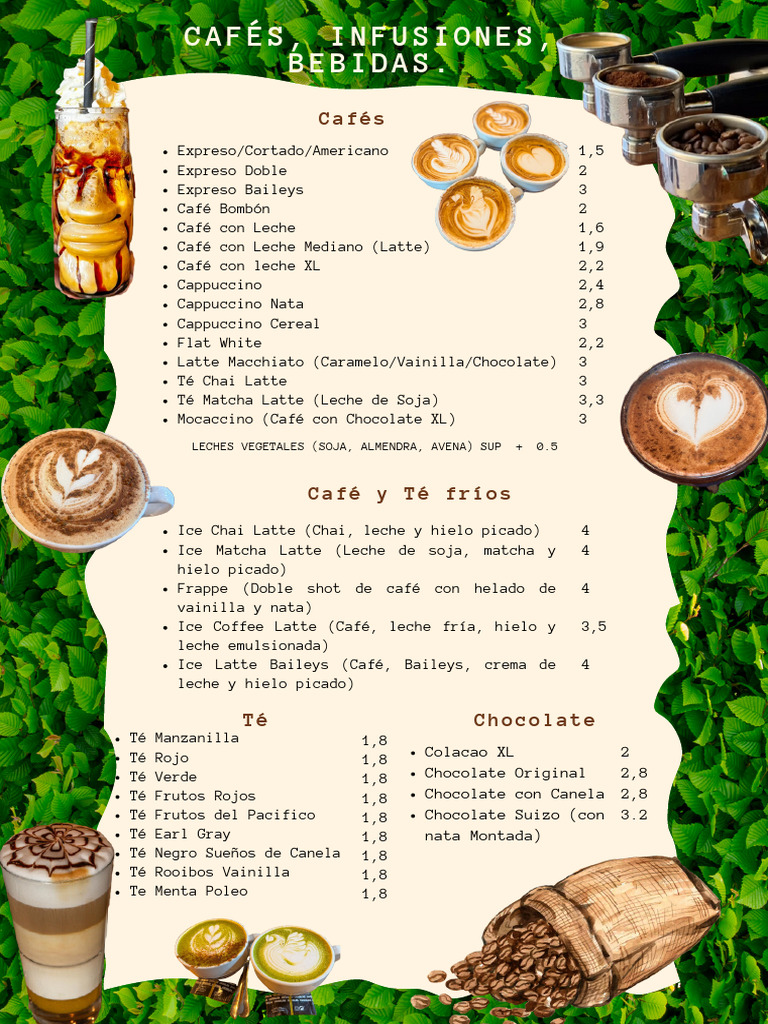 Cereal Boom: Carta de Bebidas y Comidas | PDF | Mantequilla de maní ...