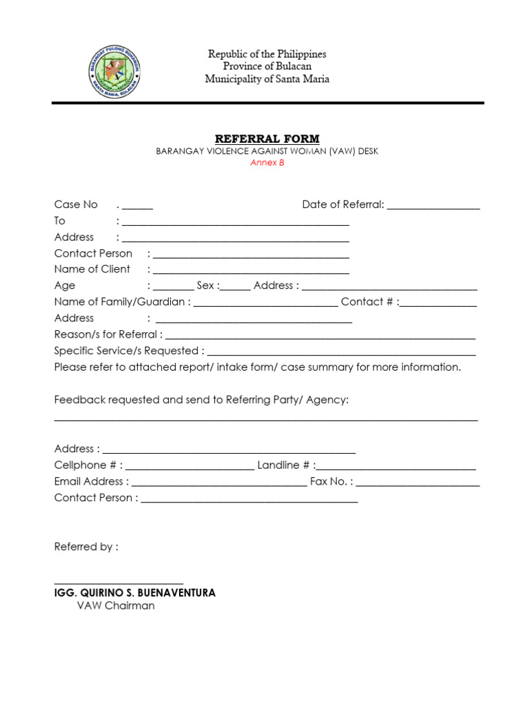 Vaw Referral Form | PDF