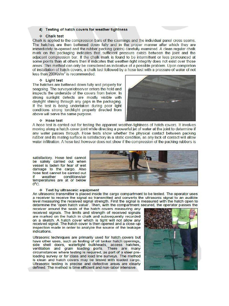 Hatch Cover Water Tightness Tests | PDF