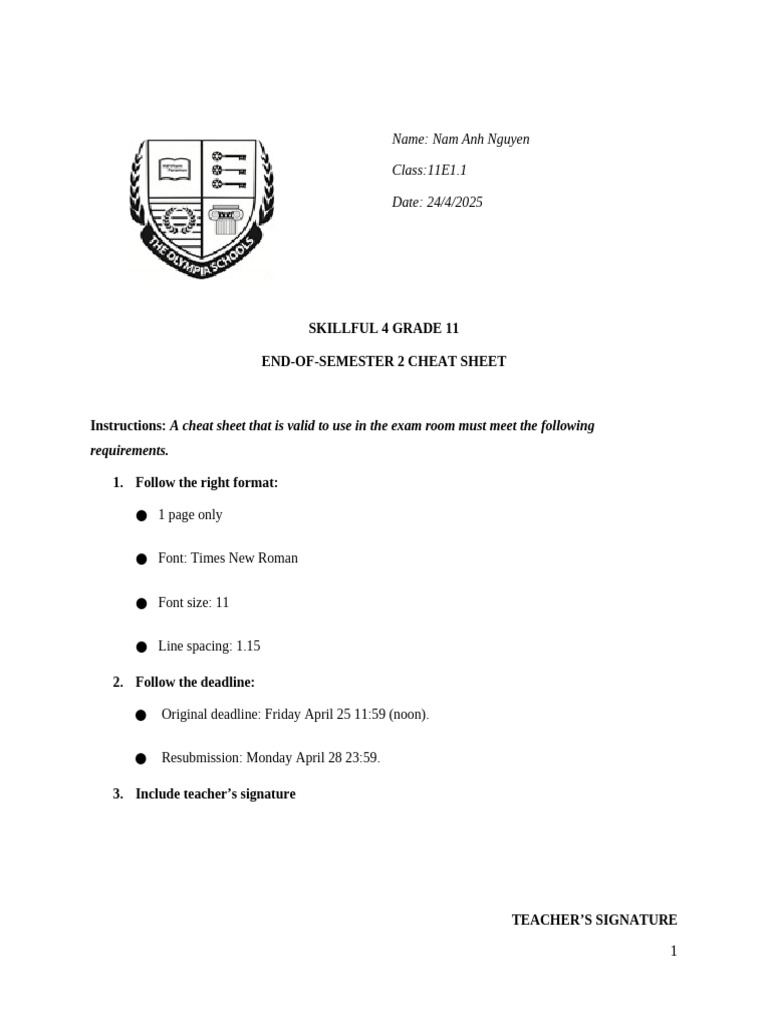 g11 Eos2 Cheat Sheet Form-Nam Anh NGN Fin | PDF | Urban Sprawl ...