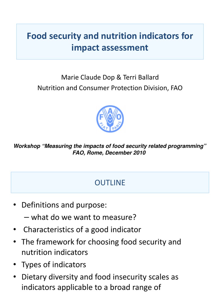 Food Security and Nutrition Indicators for Impact Assessment | Food ...