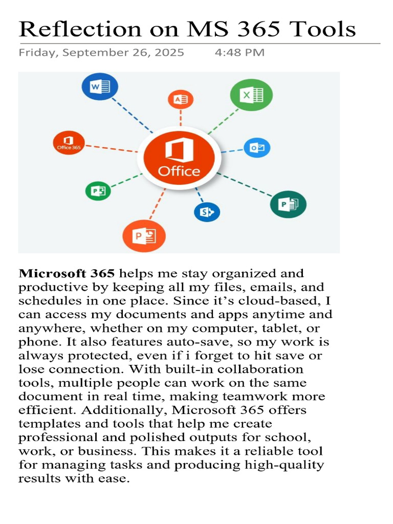 Reflection On MS 365 Tools | PDF