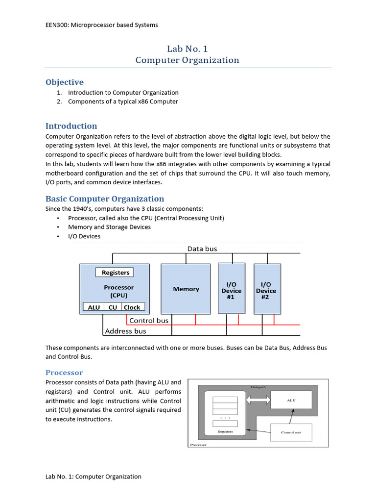 Lab 01 - Computer Organization | PDF | Random Access Memory | Central Processing Unit