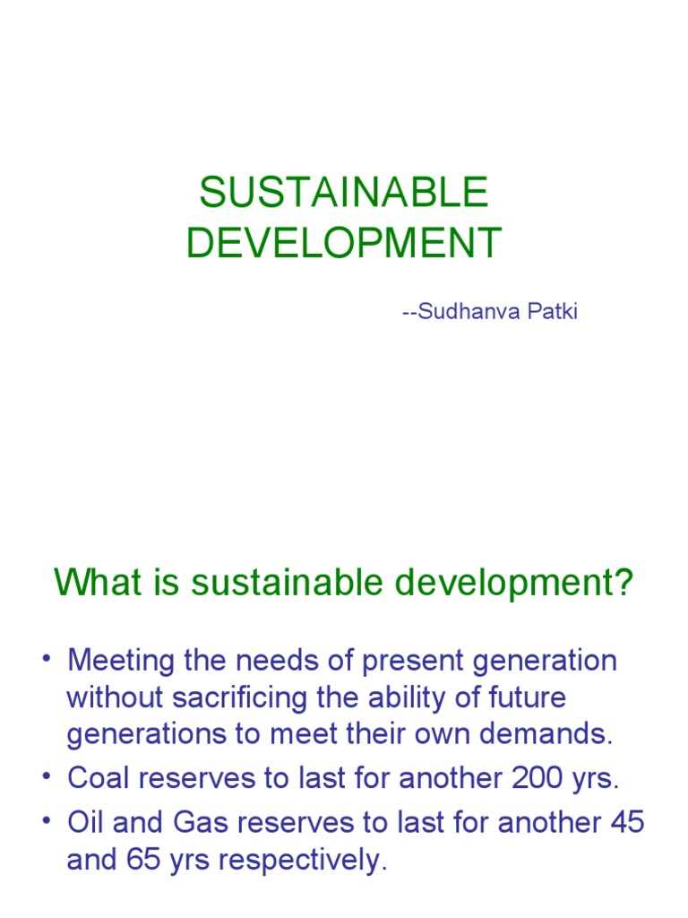Sustainable Development: - Sudhanva Patki | PDF