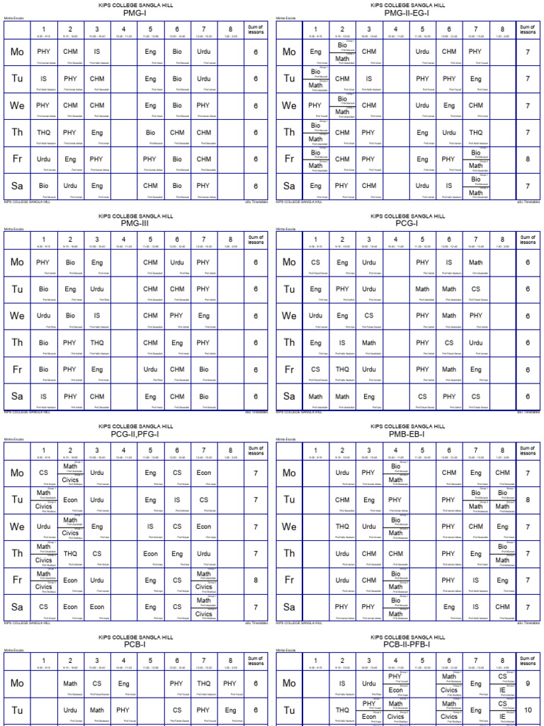 Class Wise Time Table 26 | PDF