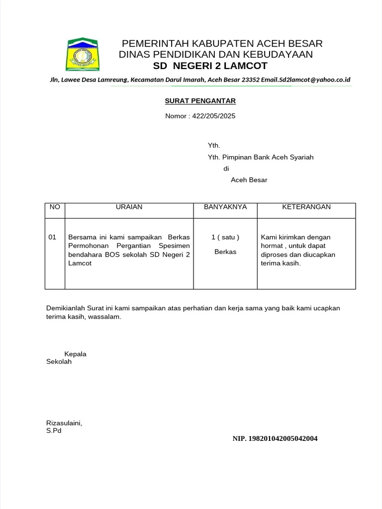 Surat Spesimen | PDF