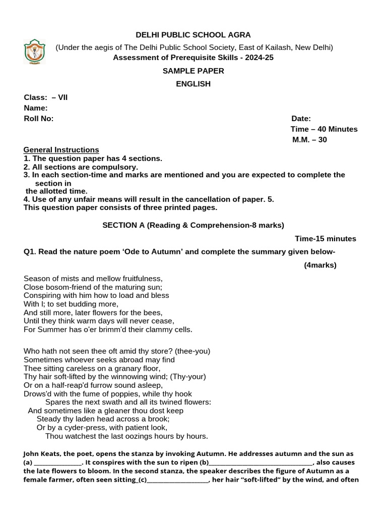 APS Question Paper Grade 7 1 | PDF