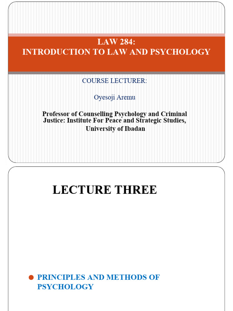 Lecture Three (LAW 284) PDF | PDF | Psychology | Mind