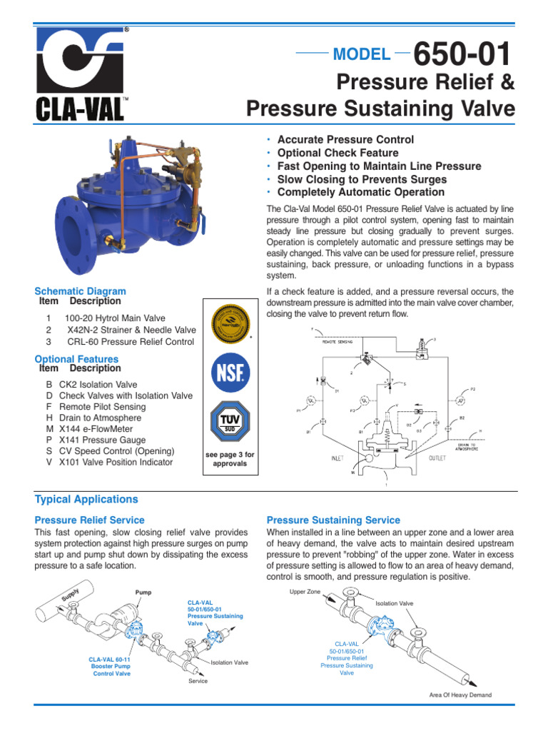 Cla-Val Model 650-01 Pressure Valve | PDF | Valve | Pump