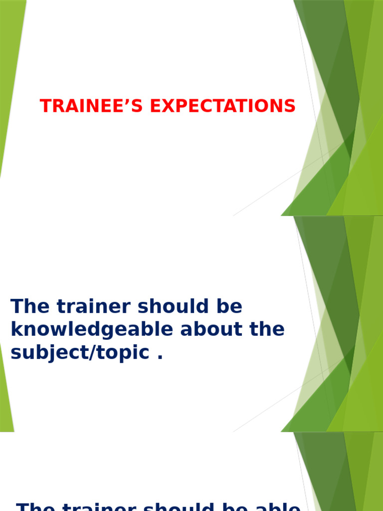 Trainee's Expectations | PDF