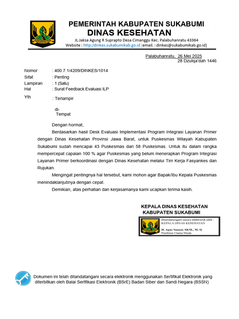 Surat Feedback ILP - Signed | PDF