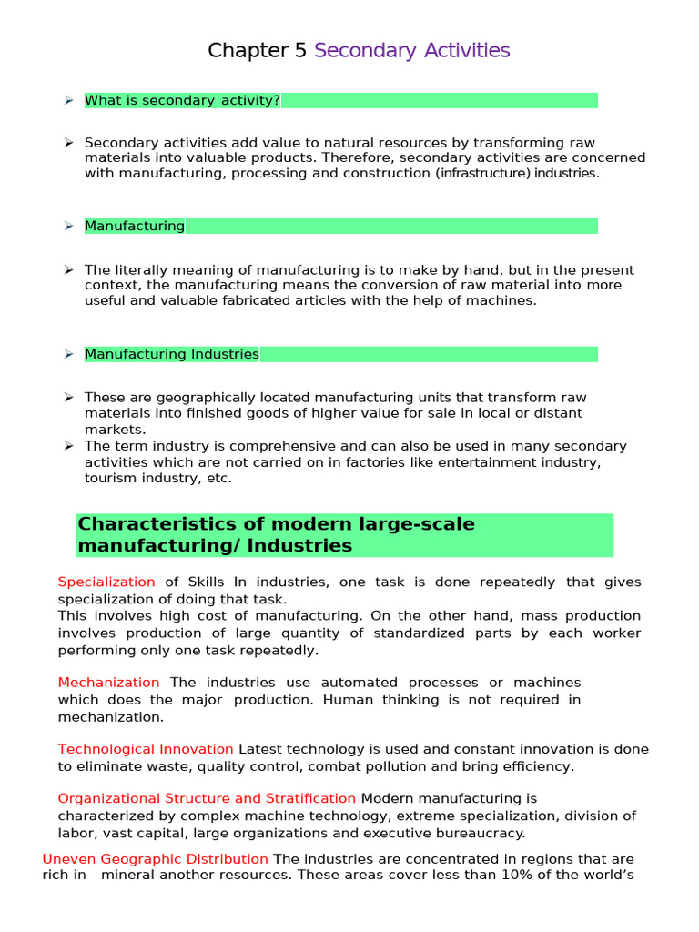 Chapter 6 Secondary Activities New | PDF | Energy Development ...