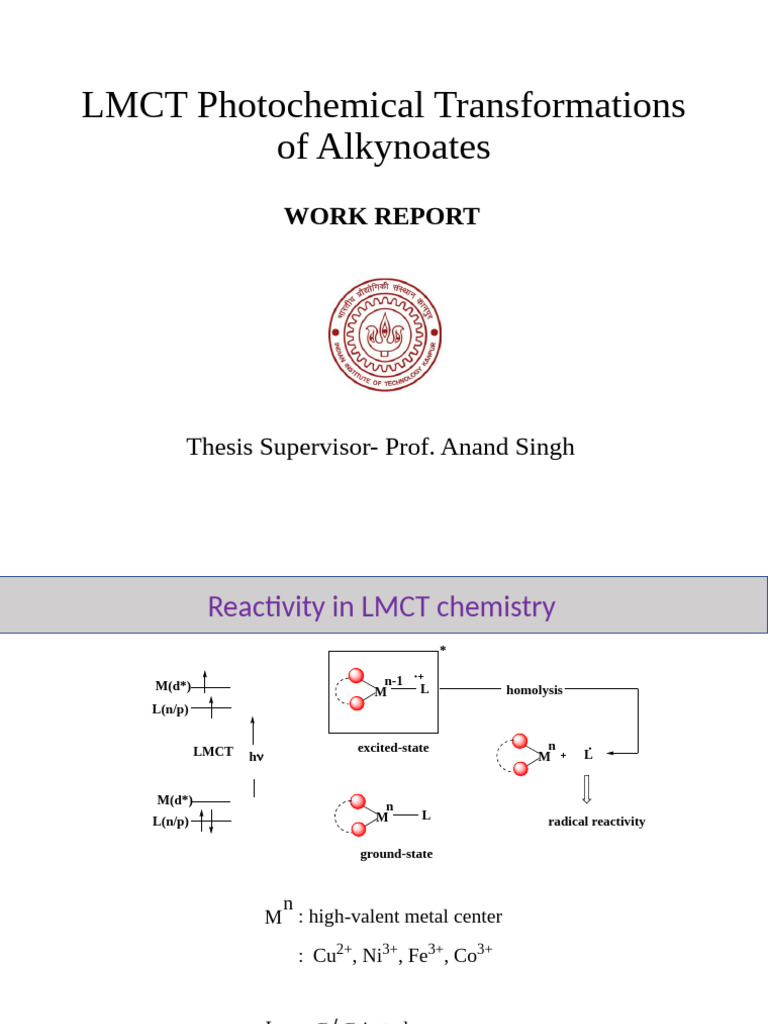 LMCT Alkyne Group Meeting | PDF | Chemical Substances | Chemical Compounds
