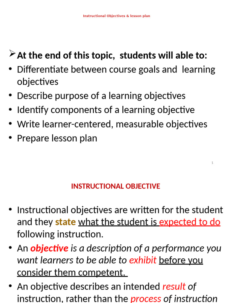 Objective and Lesson Plan | PDF | Learning | Lesson Plan
