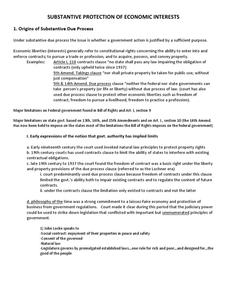 Substantive Protection of Economic Interests | PDF | Substantive Due ...
