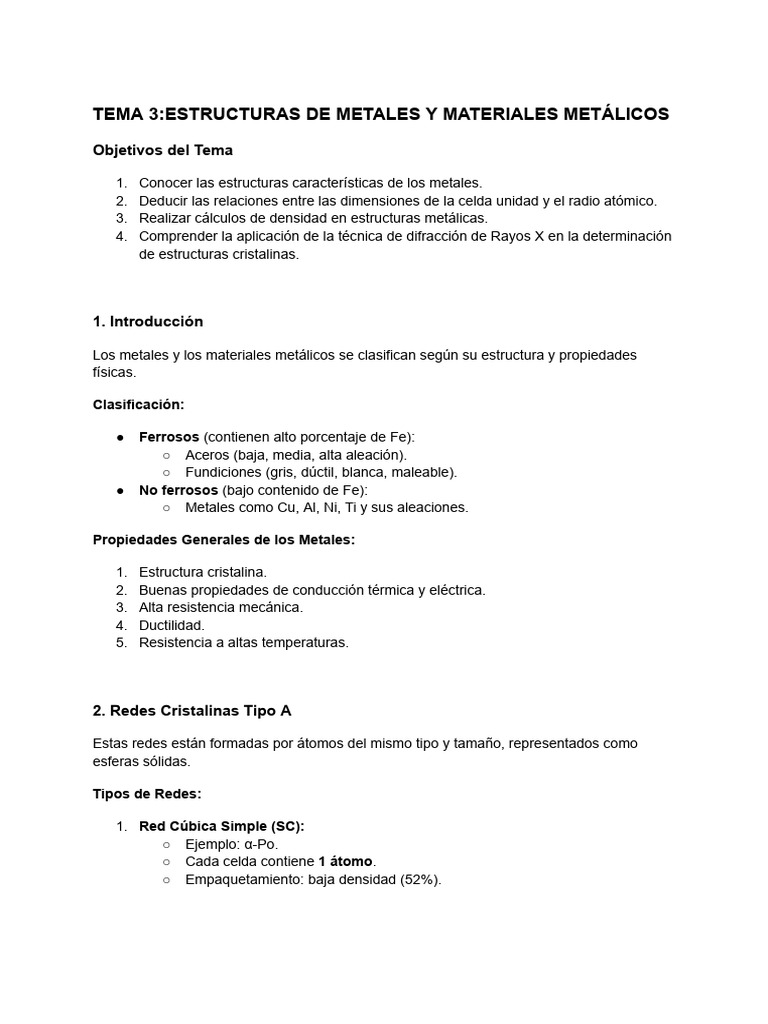 Tema 3 - Estructuras de Metales y Materiales Metálicos | PDF | Rieles ...