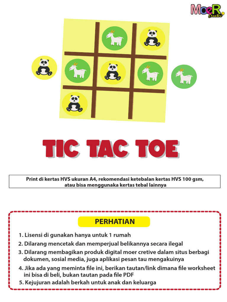Worksheet Game - Tic Tac Toe | PDF