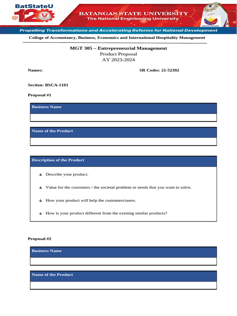 Entrepreneurial Product Proposals 2023 | PDF