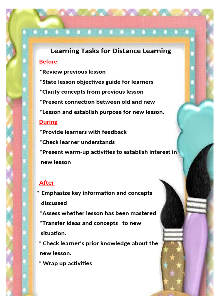 Learning Tasks For Distance Learnin1 | PDF