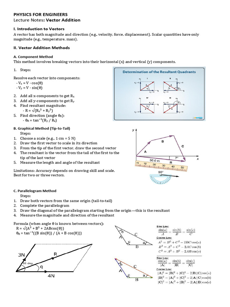 Vector Addition Lecture and Worksheet | PDF | Euclidean Vector | Euclidean Geometry